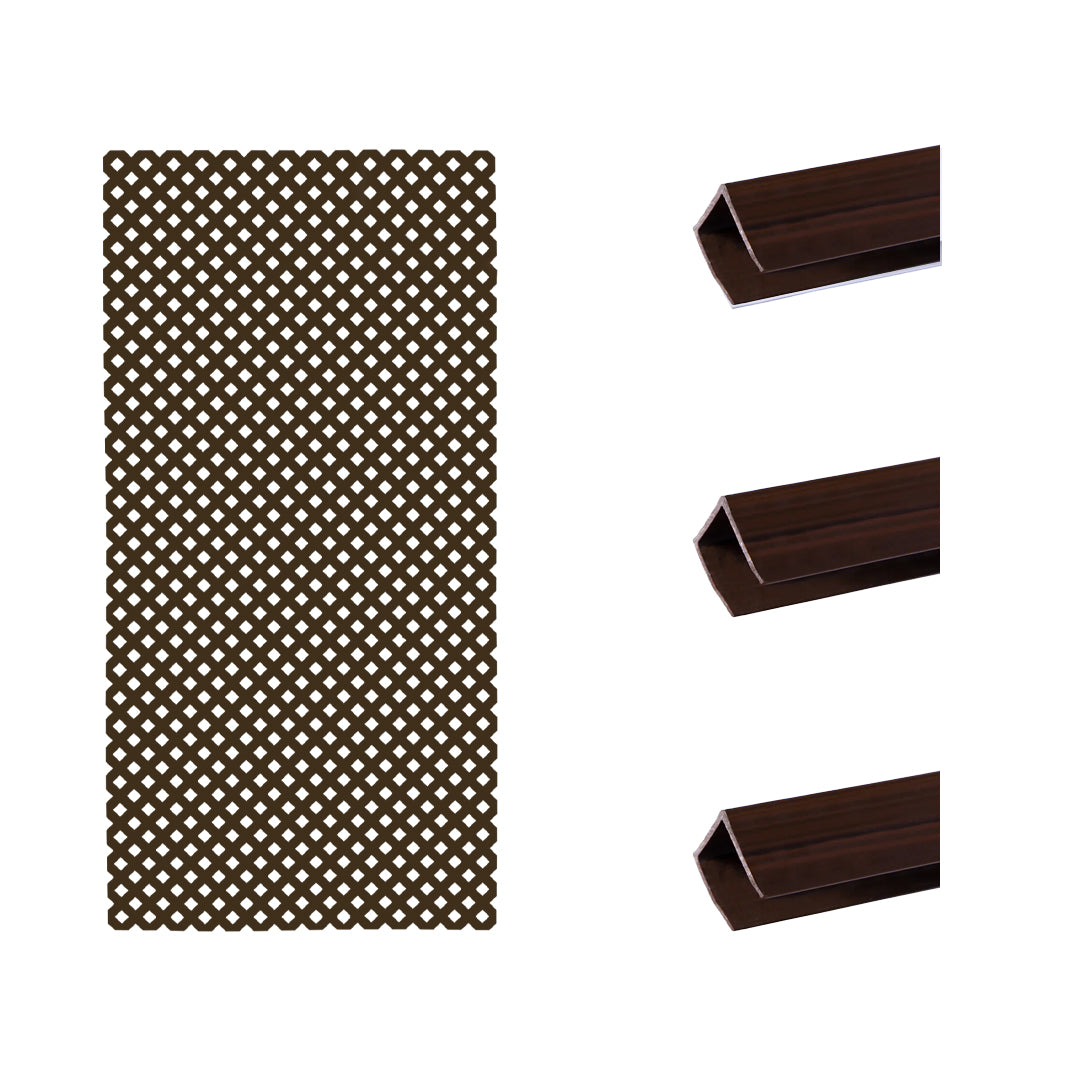Pack instalación Celosía PVC 18 MM + 3 Perfiles MARRÓN – Decoandlemon
